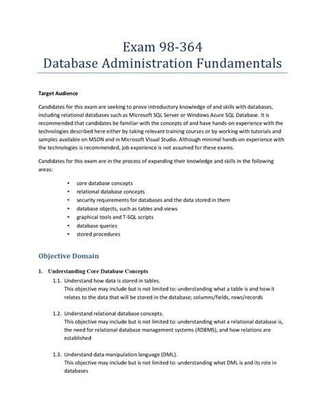Exam 98 ‐364 Database Administration Fundamentals Lecture Notes