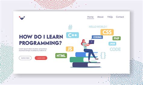 Pemrograman Templat Halaman Arahan Coding Programmer Karakter Wanita