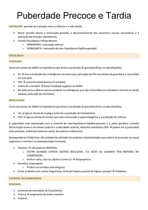 Causas De Puberdade Precoce E Tardia Puberdade Precoce E Tardia