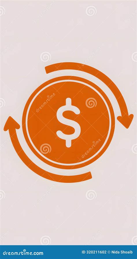 Circular Orange Icon With Dollar Sign Clockwise And Counterclockwise