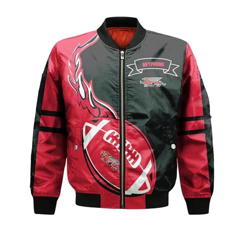Guelph Gryphons Bomber Jacket 3d Printed Flame Ball Pattern