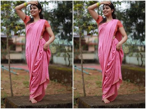സാരിയില്‍ പുത്തന്‍ ചിത്രങ്ങളുമായി നിരഞ്ജന അനൂപ് Screenima