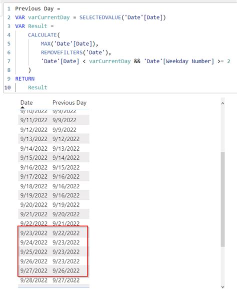Solved Get Previous Date In Slicer Excluding Weekends Microsoft