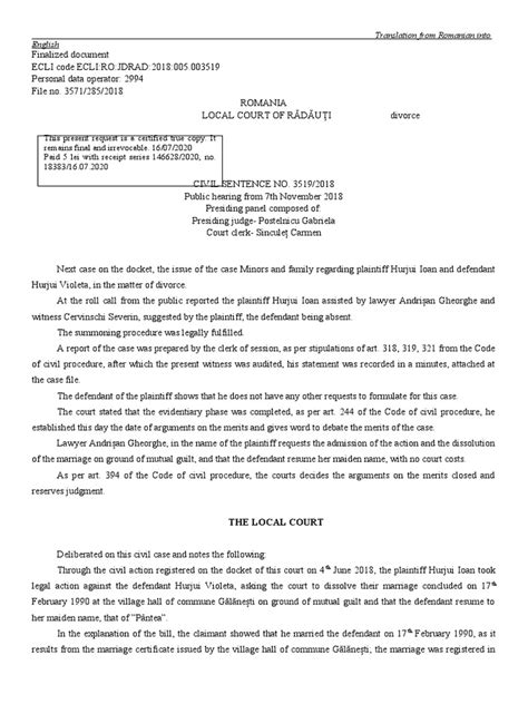 Sentinta Divort Hurjui Pdf Lawsuit Marriage