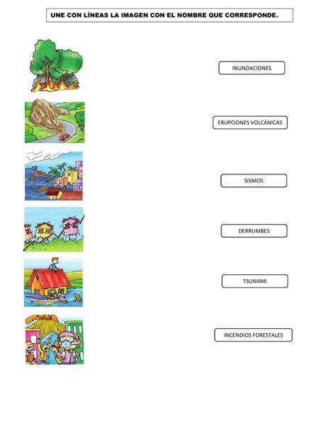 Ejercicio De Desastres Naturales Desastres Naturales Para Niños