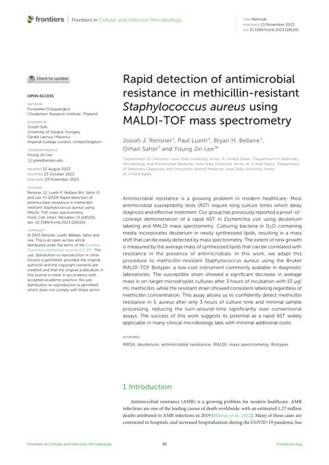 Pdf Rapid Detection Of Antimicrobial Resistance In Methicillin Resistant Staphylococcus Aureus