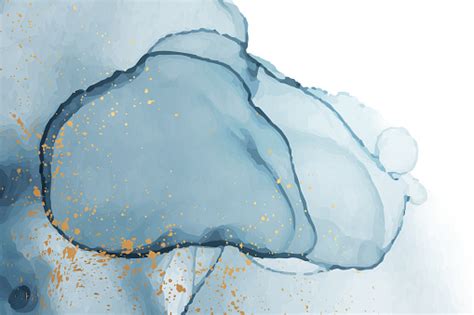 Latar Belakang Cat Air Dengan Noda Tinta Biru Abstrak Dan Percikan Emas
