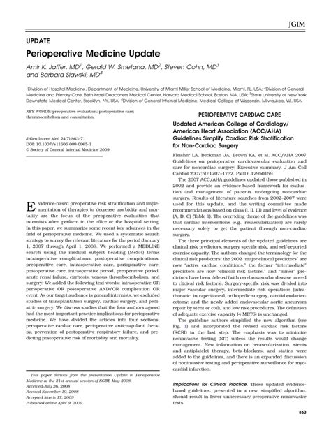 Pdf Perioperative Medicine Update