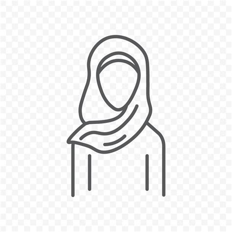 Muslim Woman Hijab Woman Flat And Line Icon Isolated Vector