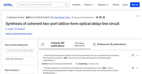 Synthesis Of Coherent Two Port Lattice Form Optical Delay Line Circuit