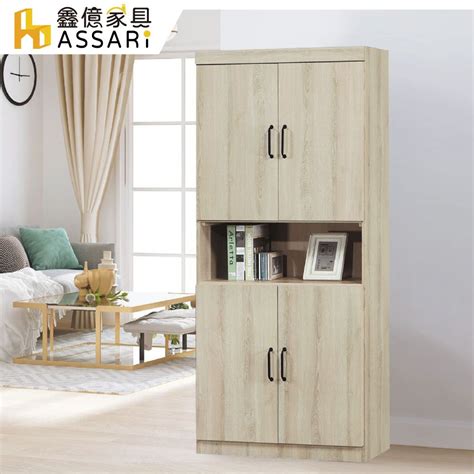 Assari 亞倫27尺四門收納櫃寬81x深40x高184cm橡木白 Pchome 24h購物