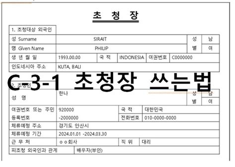 2 외국인 인도네시아인 과 단순방문비자 C 3 1 서류 초청장 예시 네이버 블로그