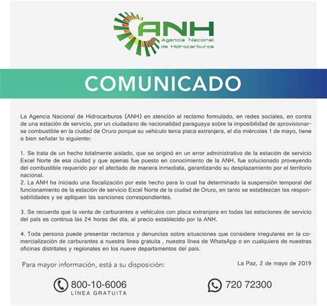 Agencia Nacional De Hidrocarburos Anh Bolivia 2019