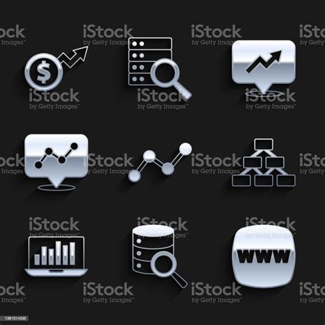 그래프 차트 인포그래픽 서버 웹사이트 템플릿 계층 구조 기관 노트북 재무 성장 및 달러 아이콘을 설정합니다 벡터 건축물에 대한 스톡 벡터 아트 및 기타 이미지 Istock