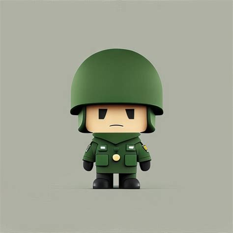 미니멀리스트 군인 마스코트 그림 프리미엄 사진