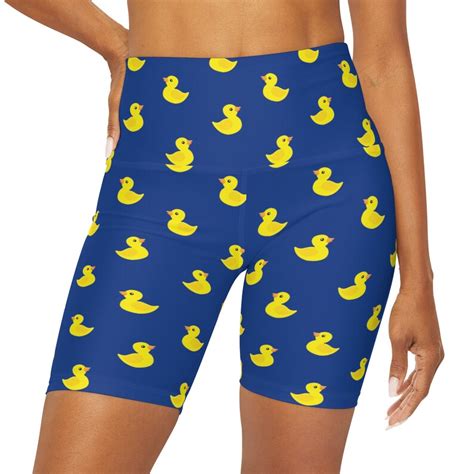 Ducks Shorts Cute Yellow Duck Matching Gym Clothes Blue And Yellow High