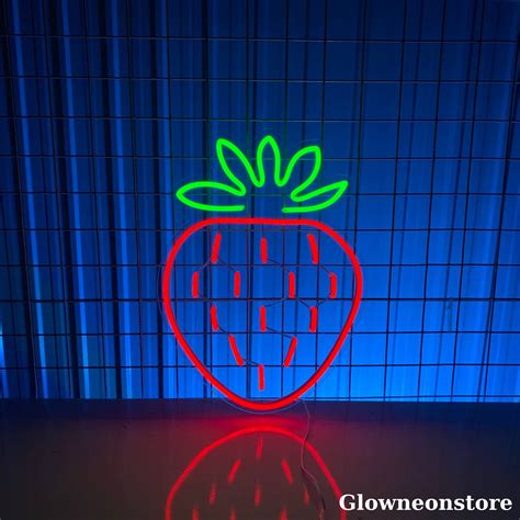 Glowneon Strawberry Neon Sign Strawberry Led Sign Fruit Shop Decor