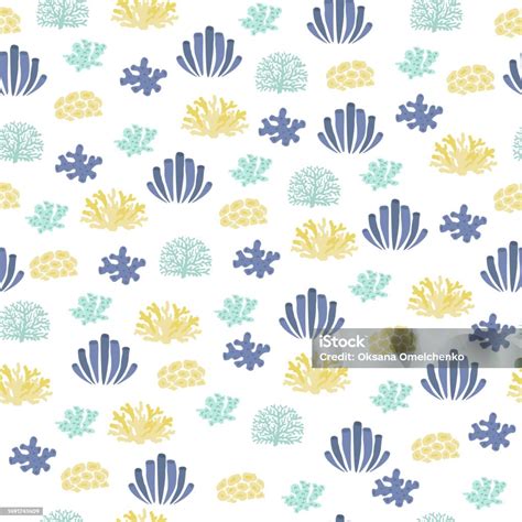 Motif Vectoriel Sans Soudure Avec Des Algues Des Coraux Créatures De