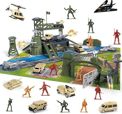 62 Pieces Military Base Set Army Men Toy Mini Action