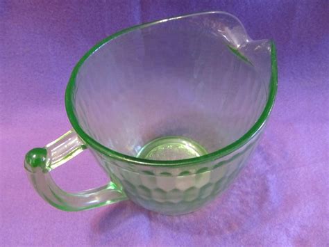 Water Or Iced Tea Pitcher Vaseline Glass 55 Tall Glowing Uranium Hex