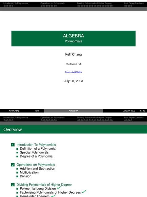 03 Polynomials Long Division Remainder And Factor Theorems Pdf