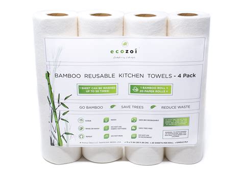 Ecozoi Bamboo Kitchen Paper Rolls Eco Unpaper Towels