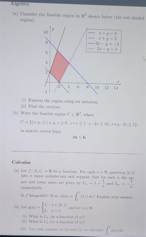 Solved Algebra A Consider The Feasible Region In R2 Shown