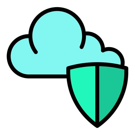 Premium Vector Shield Cloud Icon Outline Vector Digital Antivirus Network Security Color Flat
