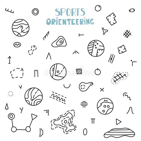 Vector Illustration Of Orienteering Map Signs Stock Vector