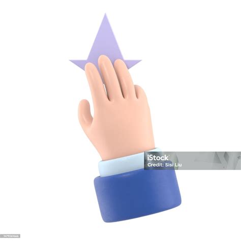 만화 제스처 아이콘 모형터치 스크린 제스처 라인 아이콘3d 그림 두 손 아래로 스 와이프 만화 캐릭터 손 흰색 배경에 3d