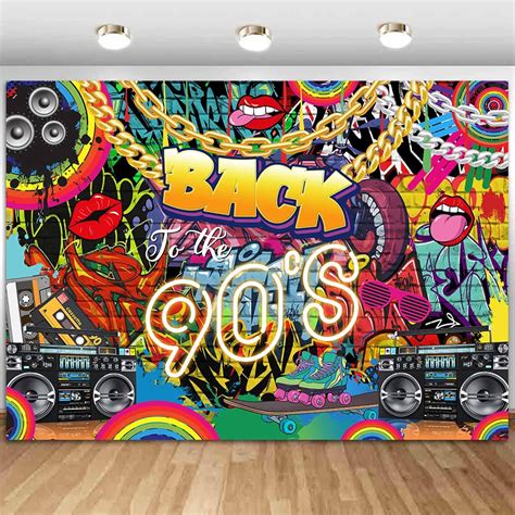 Back To The 90s Backdrop Hip Hop Graffiti Brick Wall Retro Radio