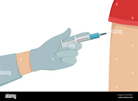Doctor Injecting Vaccine Cartoon Style Vector Illustration Stock