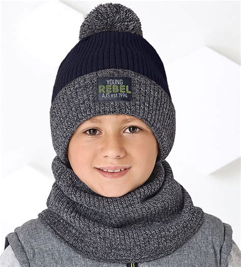 Komplet zimowy czapka i komin dla chłopca Rebello rozm 52 55 cm
