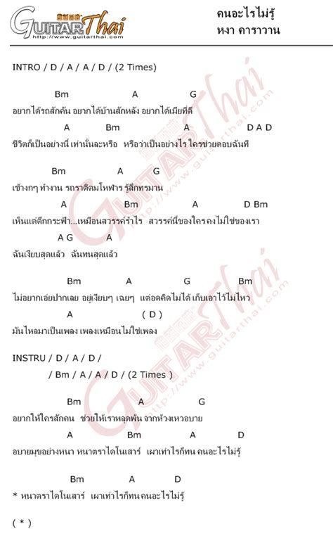 คอร์ด คนอะไรไม่รู้ หงา คาราวาน คอร์ดเพลง กีตาร์