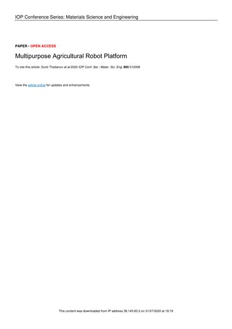 Pdf Multipurpose Agricultural Robot Platform