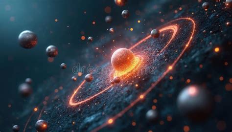 Atomic Nucleus Model With Electrons Orbiting Fixed Positively Charged Nucleus In Predictable