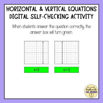 Writing Equations Of Horizontal Vertical Lines From Graphs Digital Activity