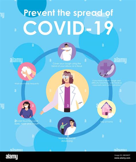 Design Of Prevention The Spread Of Covid People Taking Precautions Of The Coronavirus Over