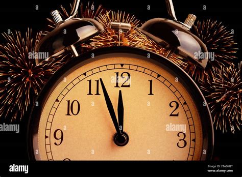 Vintage Alarm Clock Is Showing Midnight It Is Twelve Oclock Holiday