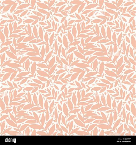 Seamless Vector Leaf And Twig Pattern On Beige Background Hand Drawn
