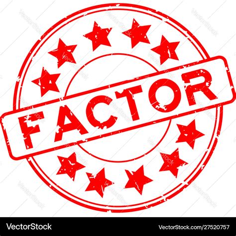 Grunge Red Factor Word With Star Icon Round Vector Image