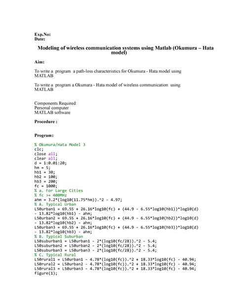 WC Lab 2 Part Wireless Communication Exp Date Modeling Of Wireless Communication Systems