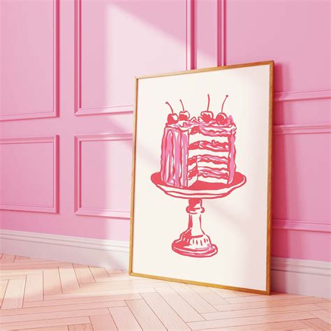 Cake Print Digital Art Download Valentines Day Decor Pink Wall Art