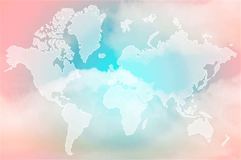 달콤한 파스텔 위에 세계 지도의 이중 노출 색 구름과 하늘 부드러운 그라데이션 파스텔 컬러 배경 흐림 Nasa에 의해 요소 0명에 대한 스톡 사진 및 기타 이미지 Istock