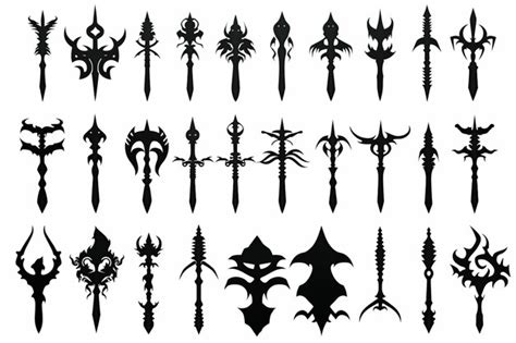 Premium Photo A Set Of Different Types Of Weapons And Weapons