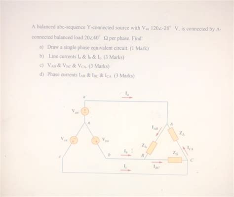 Solved A Balanced Abc Sequence Y Connected Source With Van