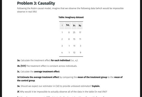 Problem 3 Causality Following The Rubin Causal
