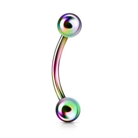 Duo 4mm Rainbow Titanium Ball Navel Ring Curved Bananabell Body