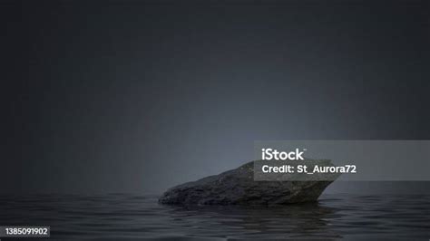 브랜딩 및 포장 프리젠 테이션을위한 물 표면 위에 돌이있는 고급 디스플레이 블랙과 골드 내추럴 디포디엄 외관의 화장품 과 패션 개념 3d 렌더링 3d 일러스트레이션 바위에