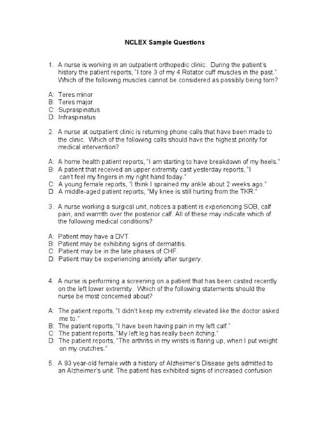 Nclex Sample Questions Pdf